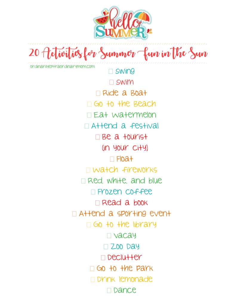 20 Activities for Summer Fun in the Sun – ordinarilyextraordinarymom