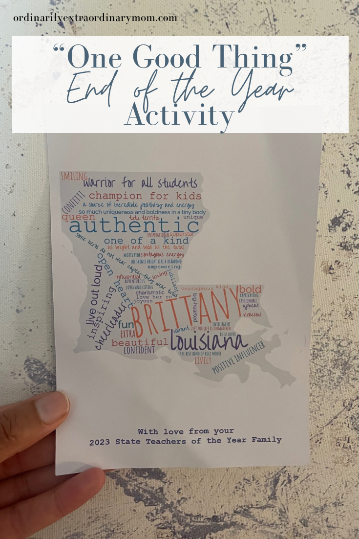 “One Good Thing” End of the Year Activity – ordinarilyextraordinarymom
